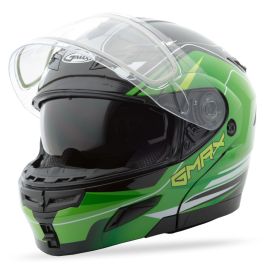 GMAX GM-54S MODULAR TERRAIN SNOW HELMET BLACK/GREEN LG - ATV